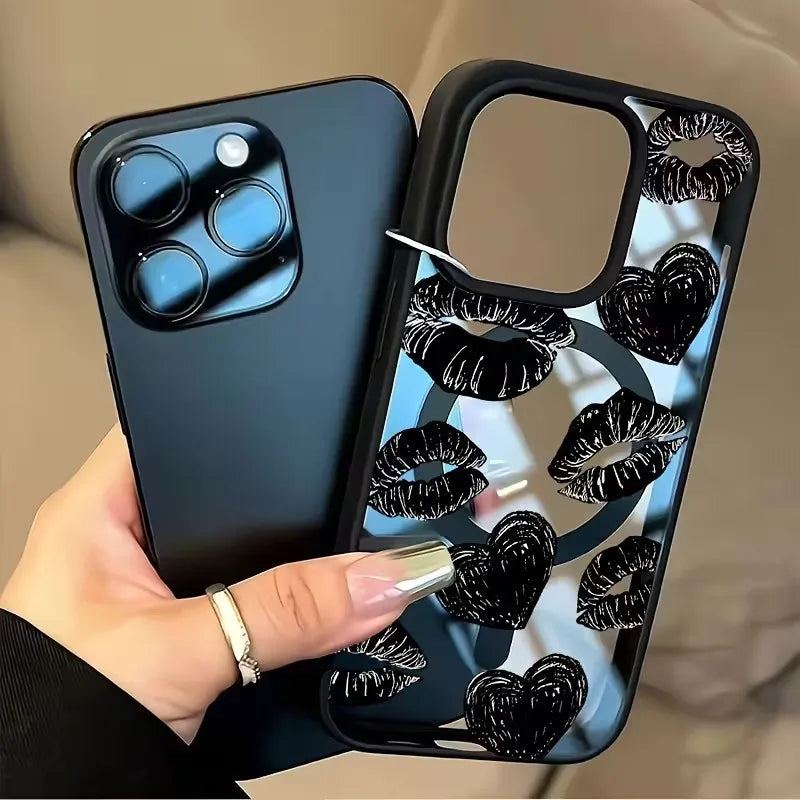 Black Lip Print For Wireless Charging Case For iPhone 17 Pro Max Cases ...
