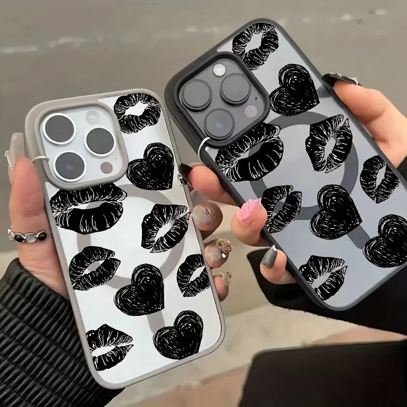 Black Lip Print For Wireless Charging Case For iPhone 17 Pro Max Cases ...