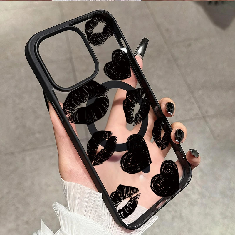 Black Lip Print For Wireless Charging Case For iPhone 17 Pro Max Cases ...