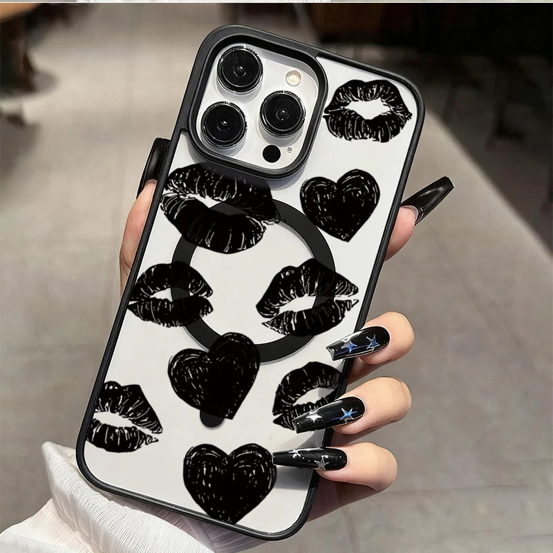 Black Lip Print For Wireless Charging Case For iPhone 17 Pro Max Cases ...