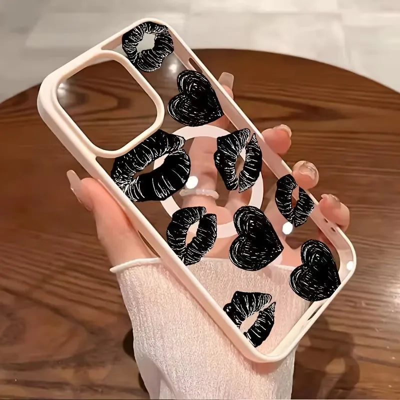 Black Lip Print For Wireless Charging Case For iPhone 17 Pro Max Cases ...